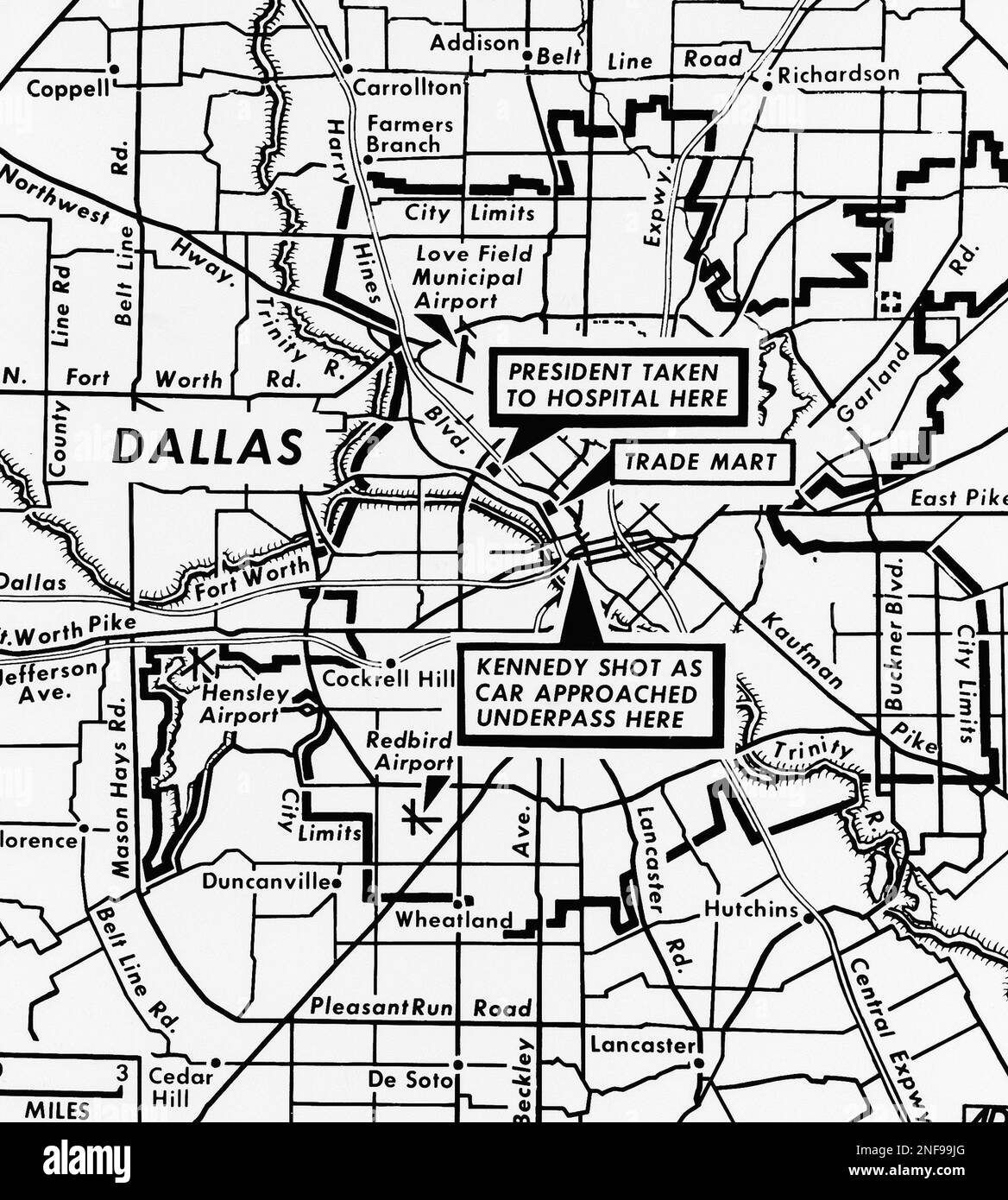 This map shows where President John F. Kennedy was fatally shot Nov. 22 ...