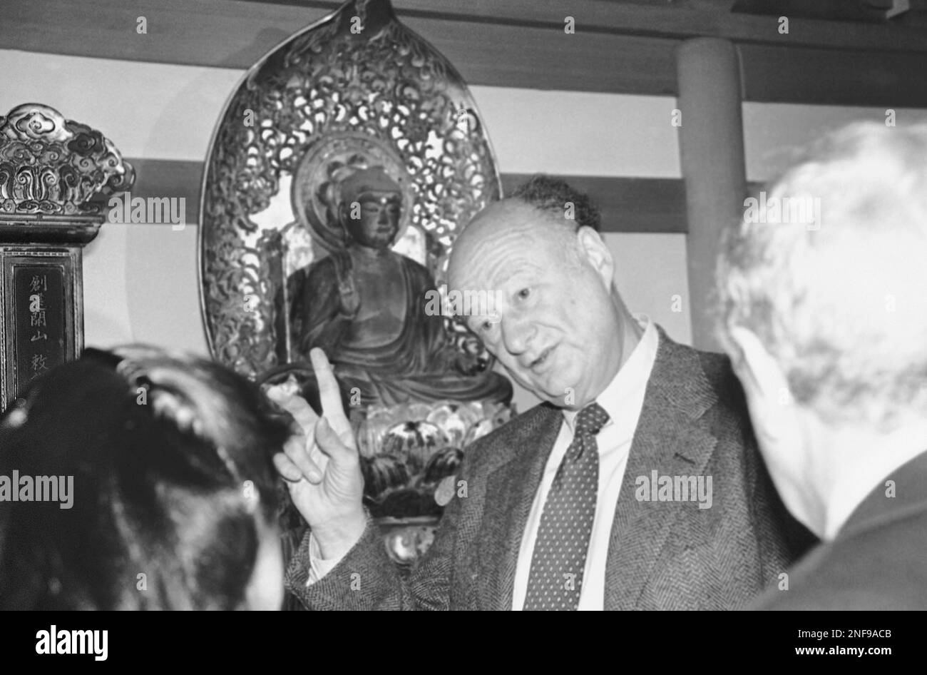 New York Mayor Edward Koch put questions to his interpreter at the ...