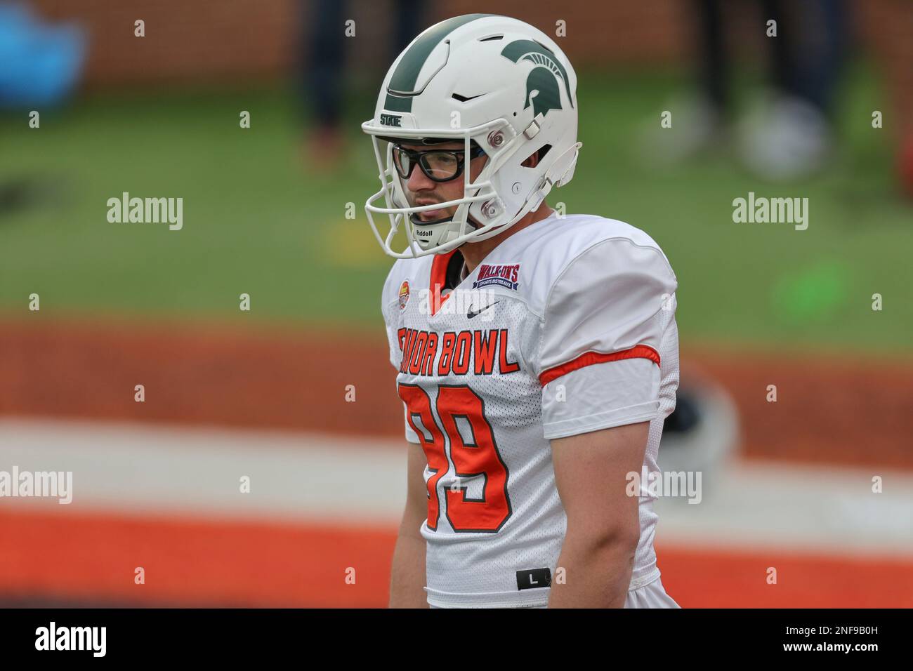 MOBILE, AL - FEBRUARY 01: National kicker Bryce Baringer of Michigan ...