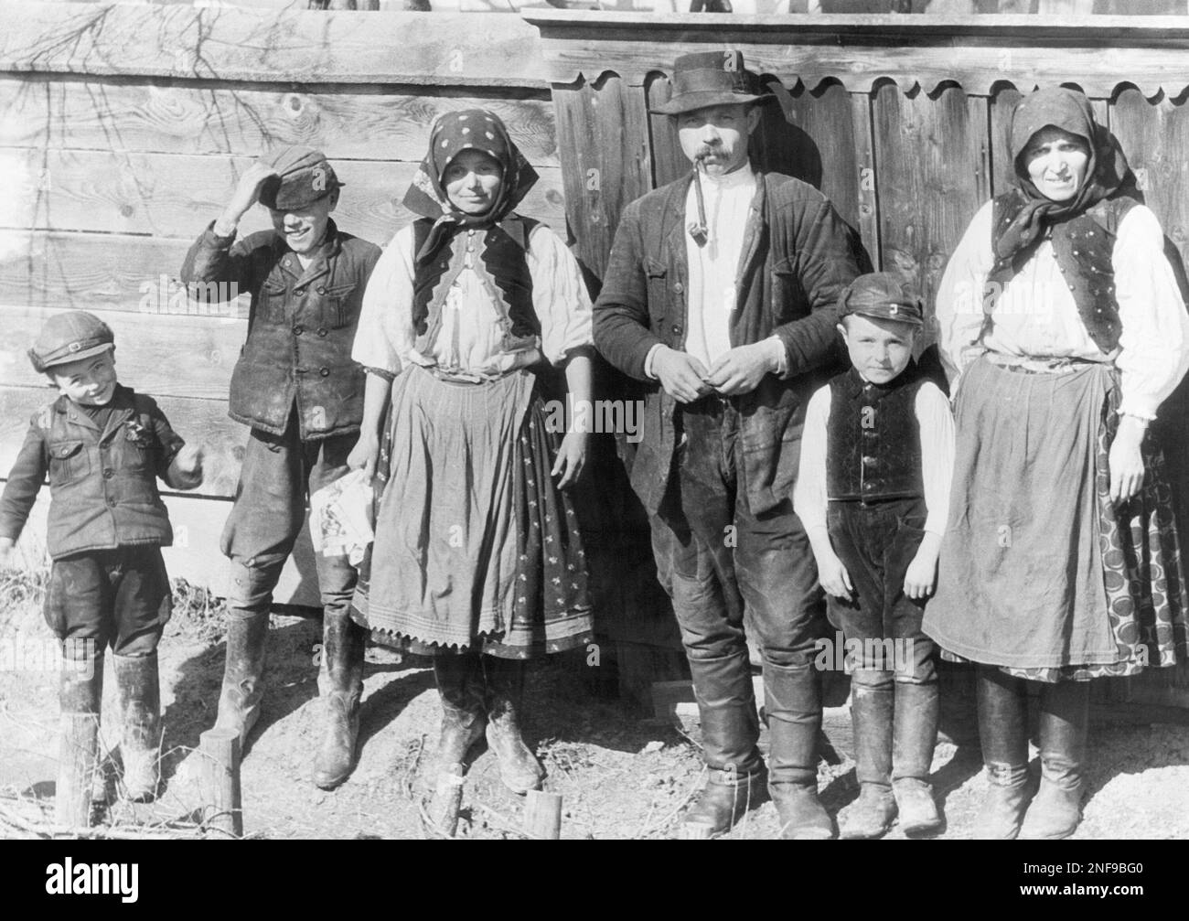Peasants from Ruthenia, Carpatho-Ukraine, arrived in Ungvar, capital of ...
