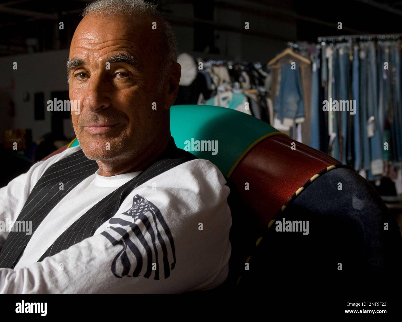 Clothing designer Allen Schwartz pose for a portrait in his factory on ...