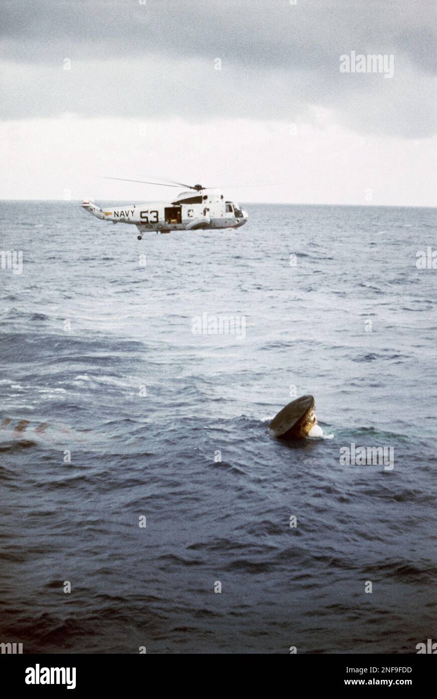 Apollo 11 splashdown in the Pacific Ocean, July 24, 1969. (AP Photo ...