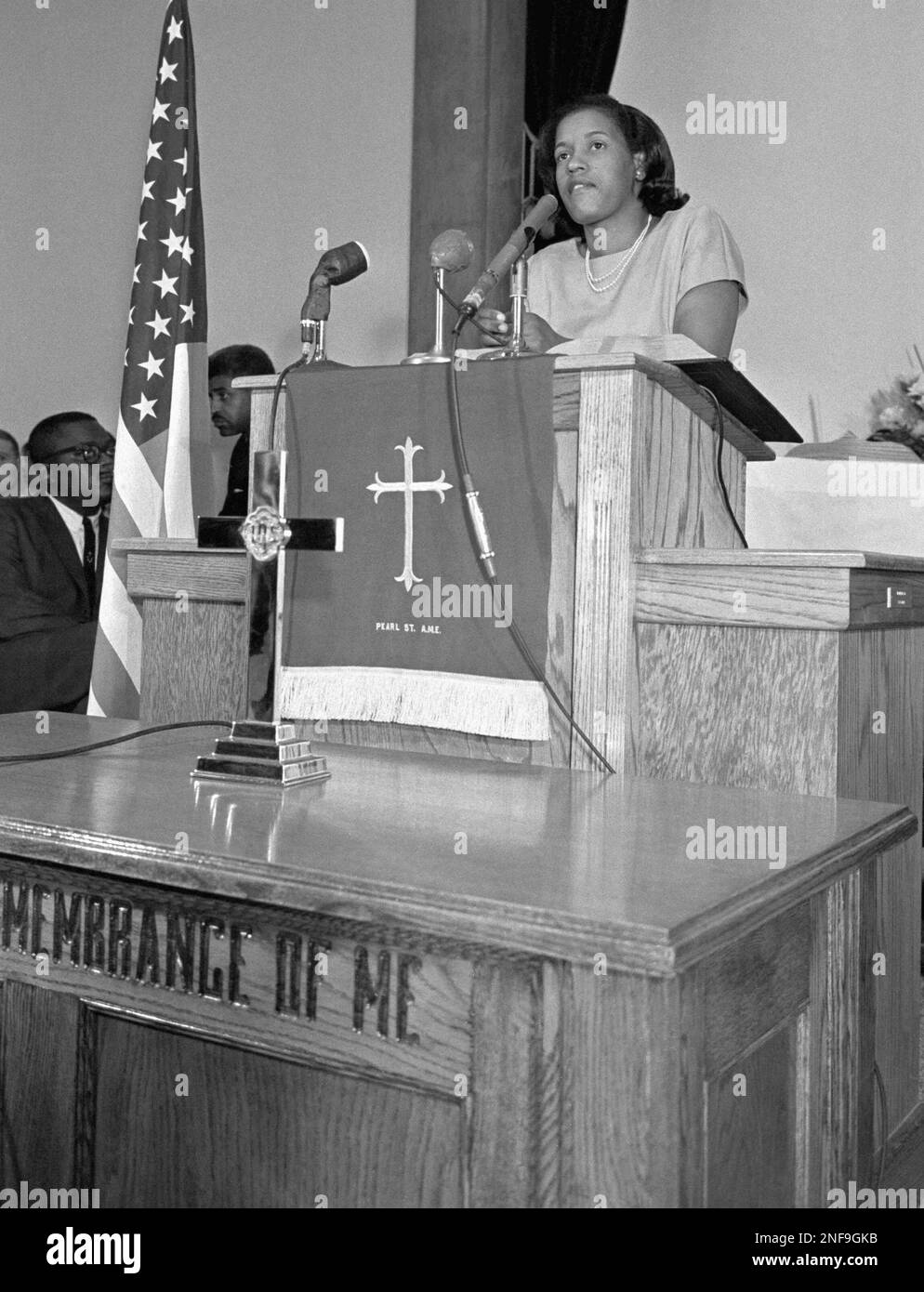 Mrs. Medgar Evers, widow of the slain NAACP leader, told a crowd in ...