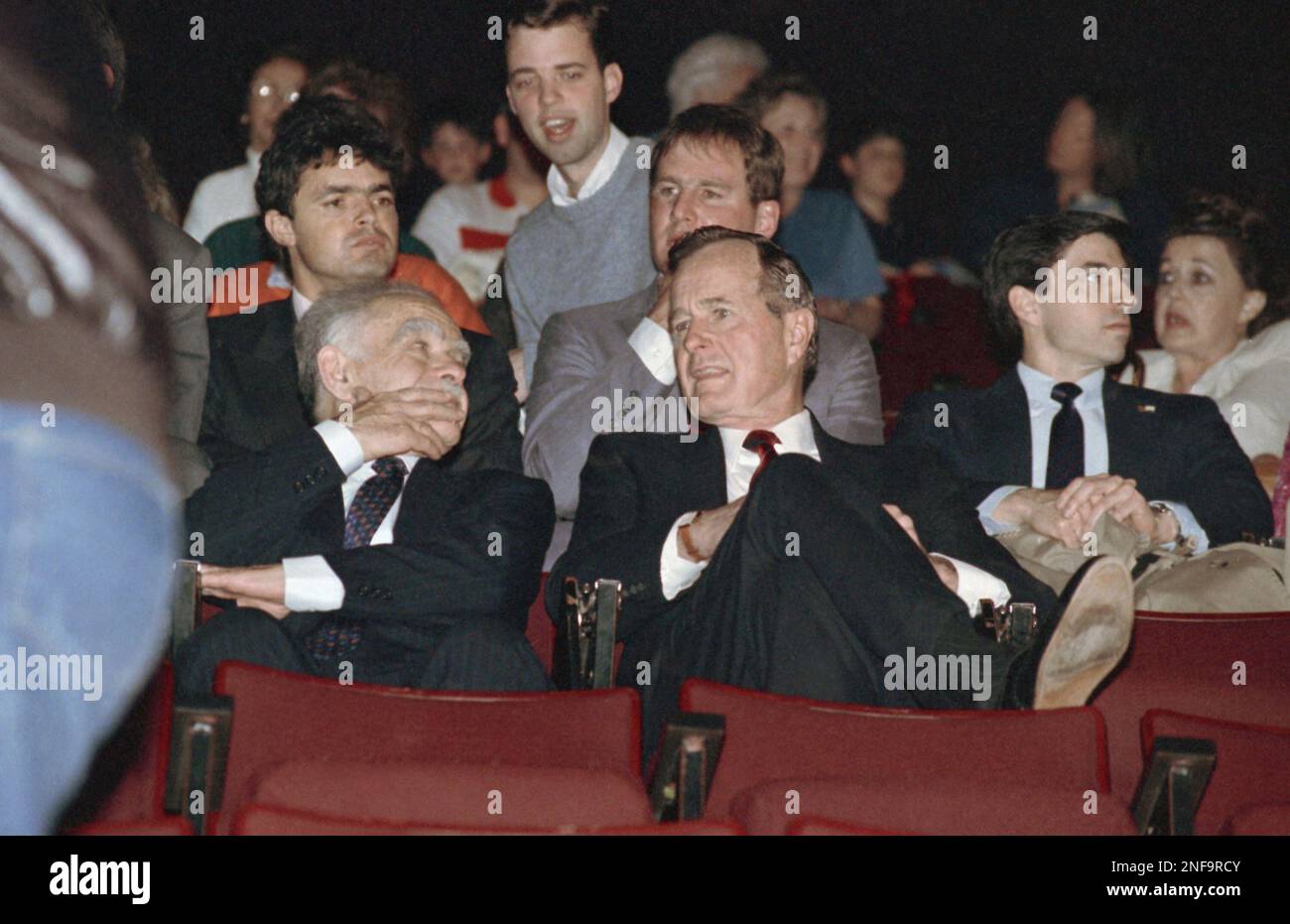 President George Bush and Israeli Prime Minister Yitzhak Shamir look at ...