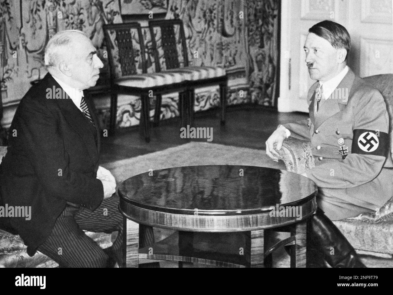 Dr. Emil Hacha, left, the former state president of the once existing ...