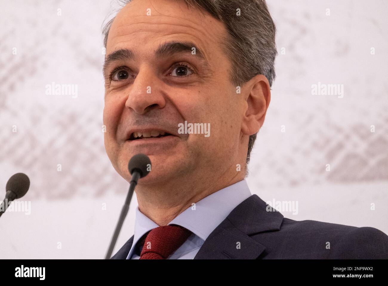 Greece, Athens on 2023-02-15. Greek Prime Minister Kyriakos Mitsotakis ...