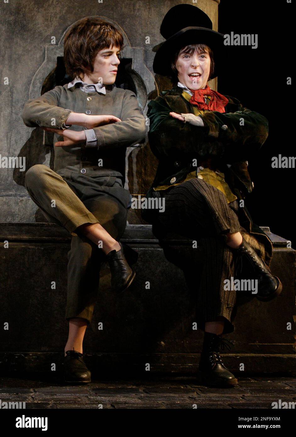 British actors Harry Stott, left, who plays Oliver and Robert Madge who ...