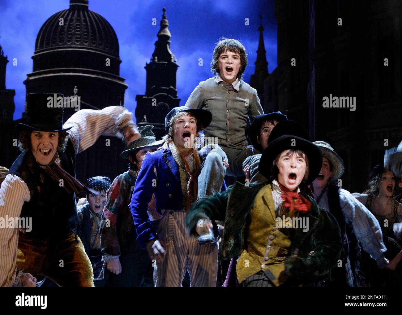 British actors Harry Stott, elevated, who plays Oliver and Robert Madge ...