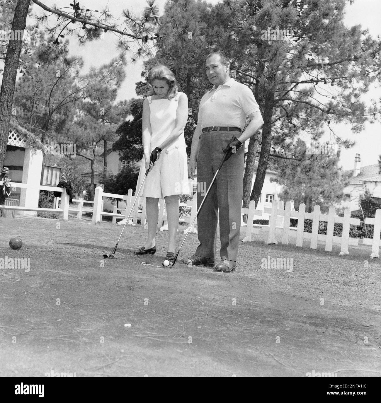 Former Cuban President Fulgencio Batista golfs with wife Marta at the ...