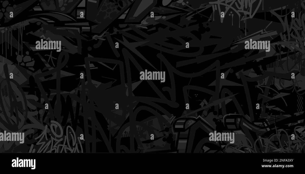 Dark Black Abstract Flat Urban Street Art Graffiti Style Vector ...