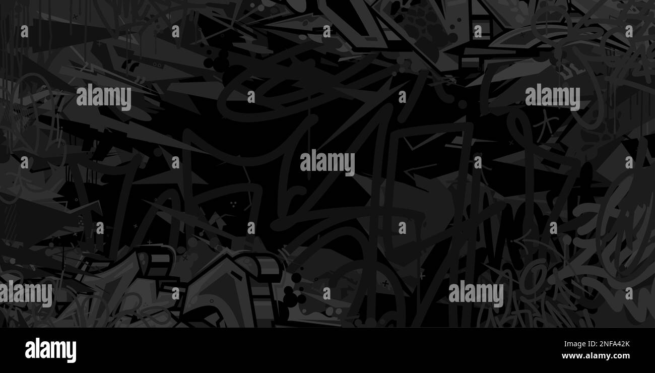 Dark Black Abstract Flat Urban Street Art Graffiti Style Vector ...
