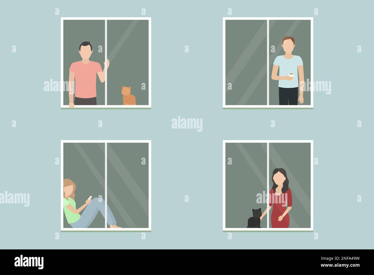 People looking through windows Stock Vector Images - Alamy