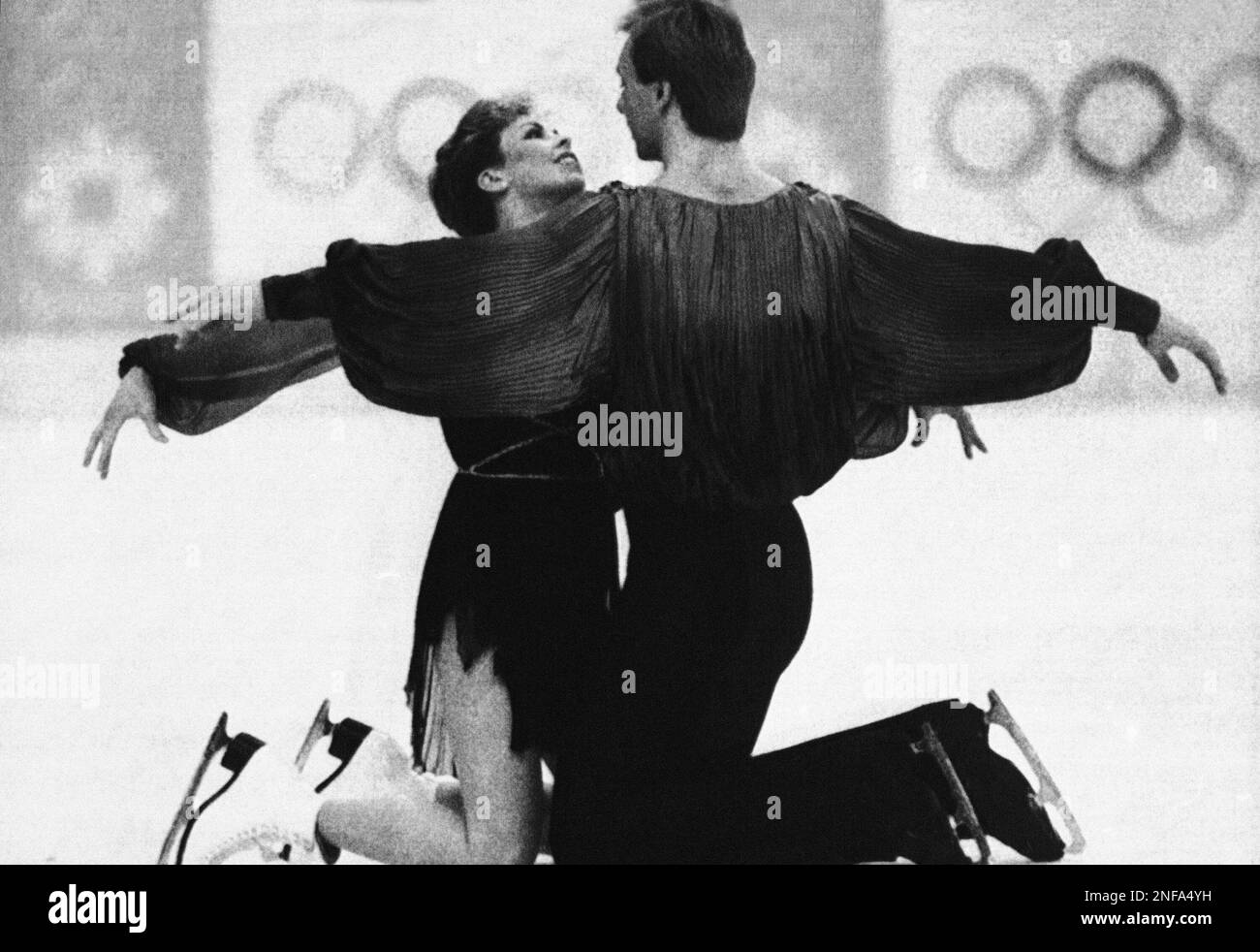 Britain's Jayne Torvill and Christopher Dean face each other at the ...