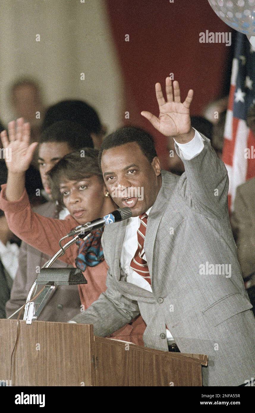Wilson Goode, right, and his wife Velma, left, wave to supporters after ...