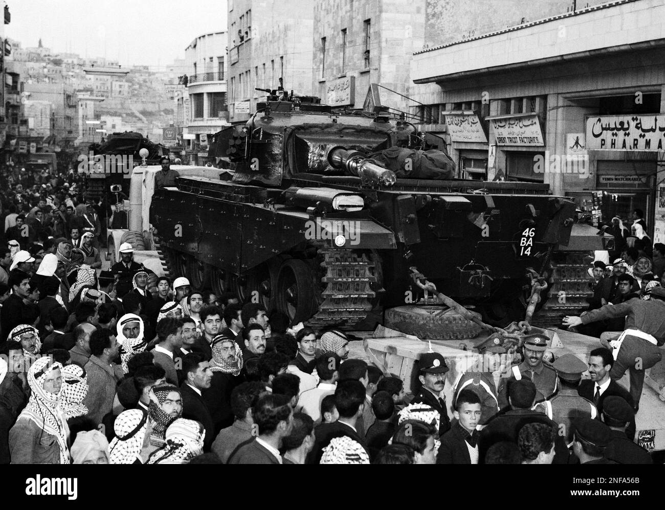 Two British Centurion tanks, first of a consignment for the Jordanian ...