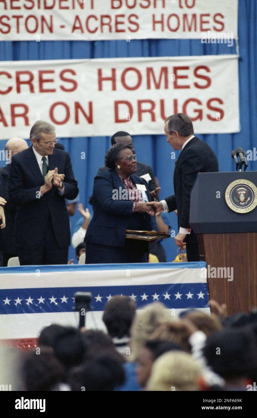 President George Bush gives Erma Scales, president of the Acres Homes ...