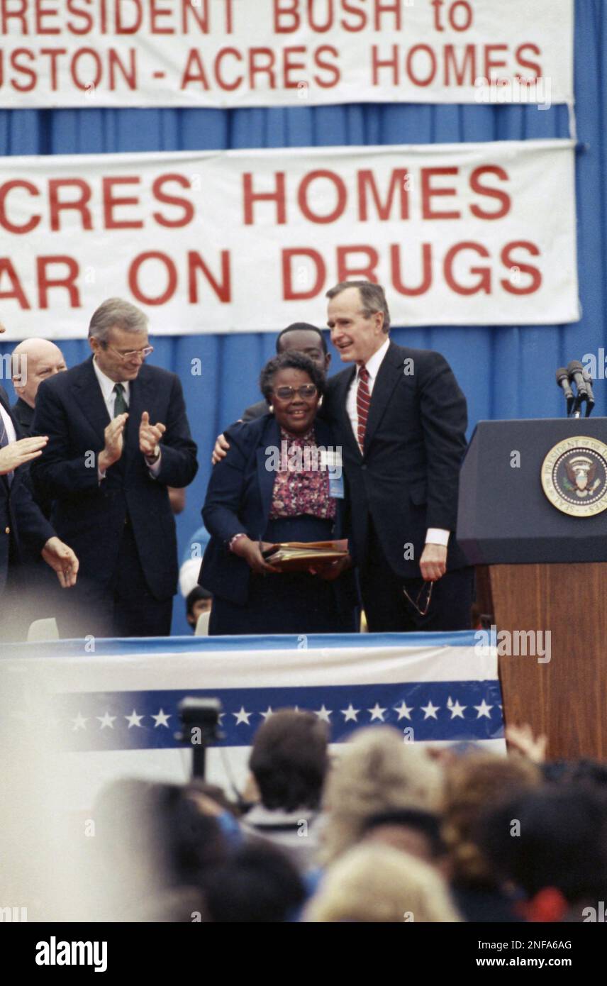 President George Bush gives Erma Scales, president of the Acres Homes ...