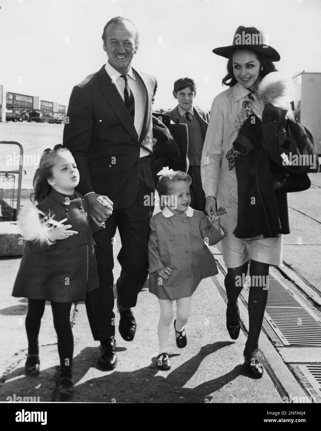 British actor David Niven and his wife Hordis, walk with their ...