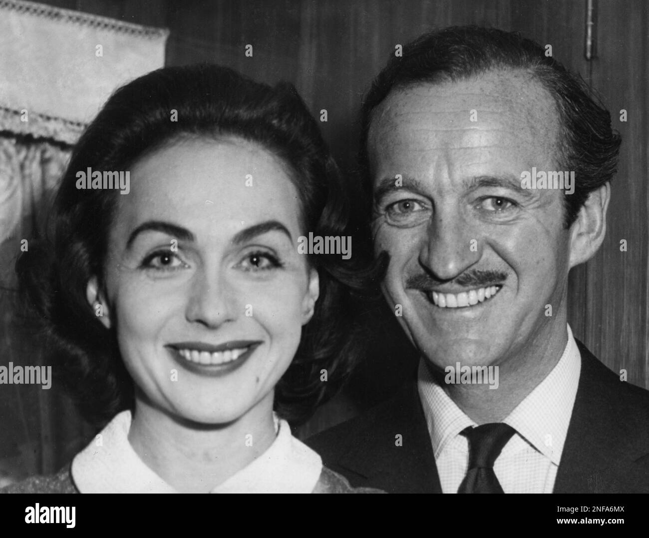 British actor David Niven arrives with his wife Hjordis, aboard the ...