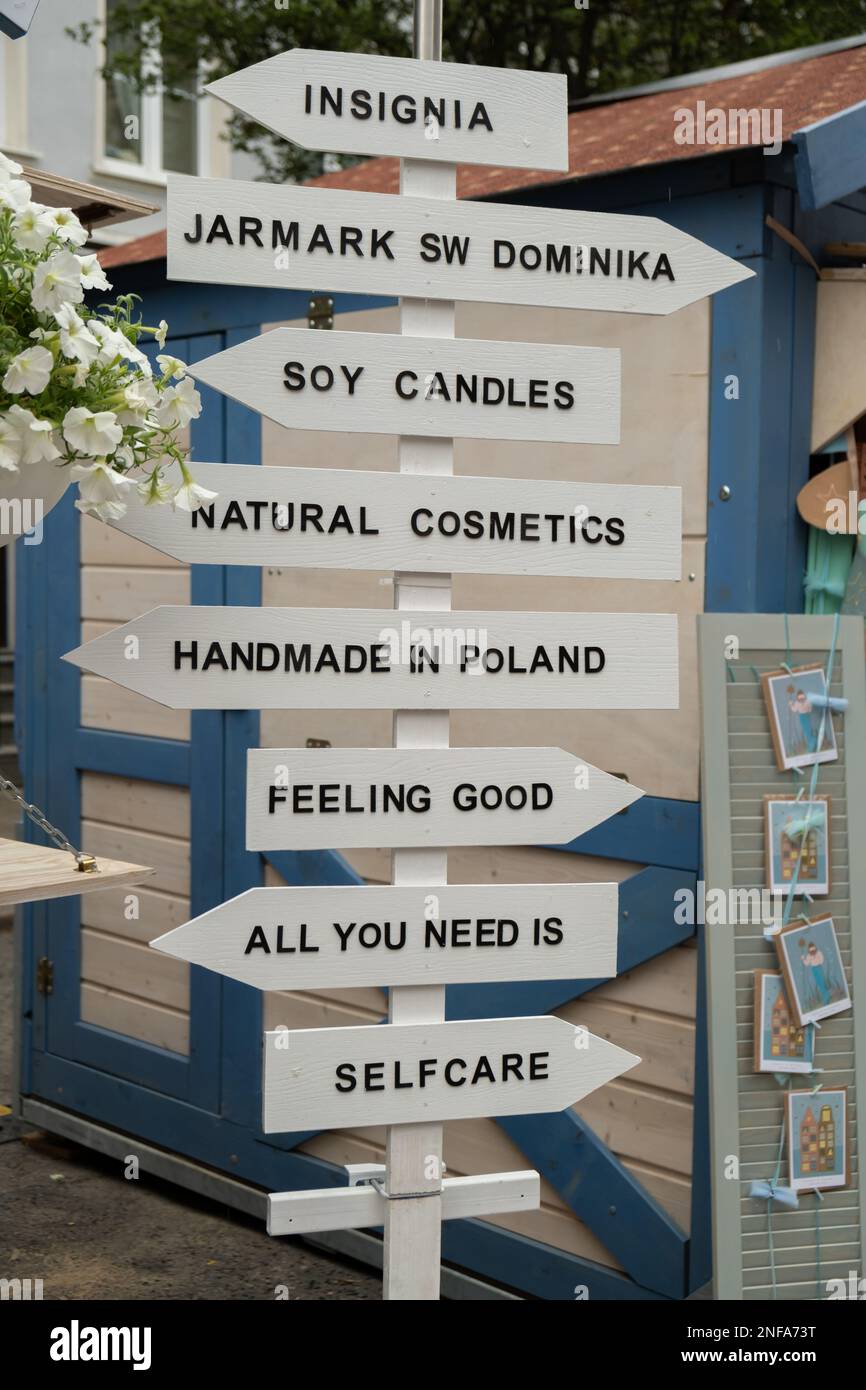 Street signs commercial and cultural event named dominic's fair or ...