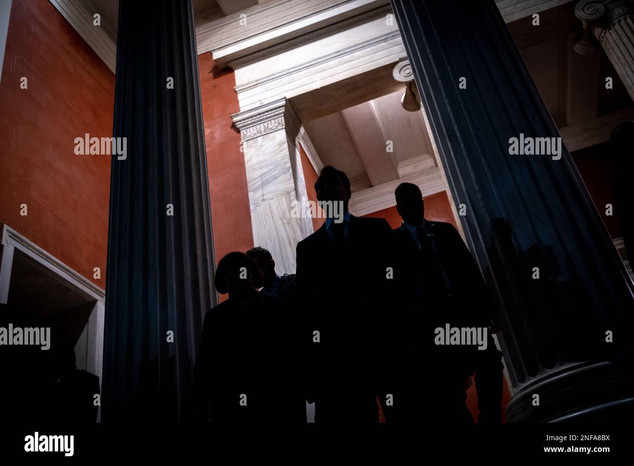 Greece, Athens on 2023-02-15. Greek Prime Minister Kyriakos Mitsotakis ...