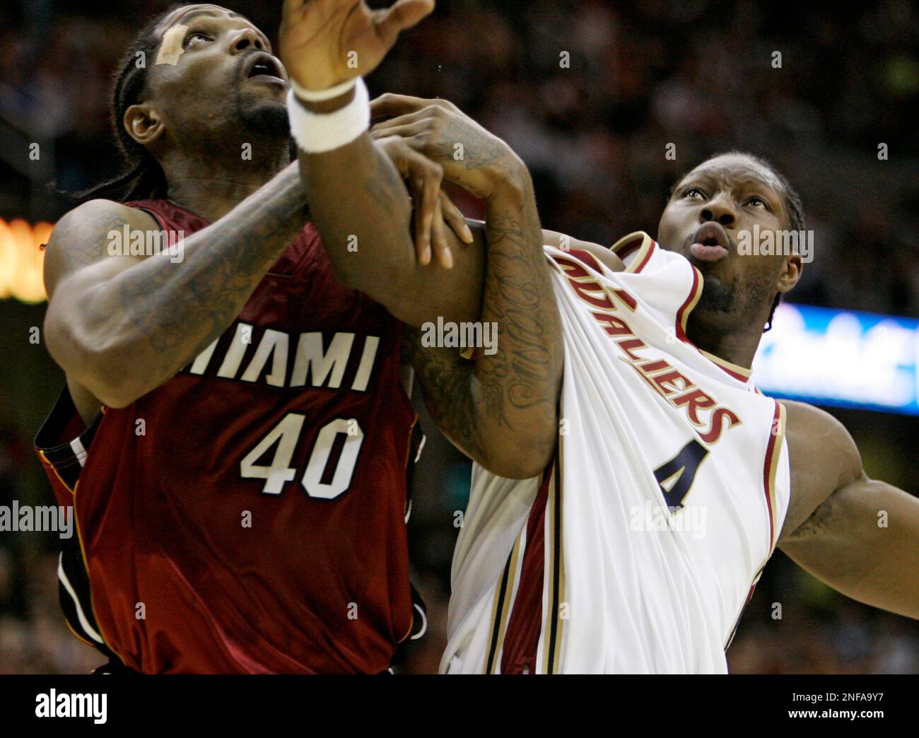 Miami Heat's Udonis Haslem (40) and Cleveland Cavaliers' Ben Wallace (4 ...