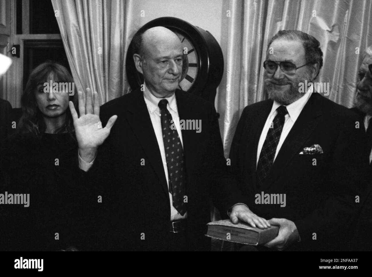 New York?s Mayor Edward I Koch takes the oath of office late Tuesday ...