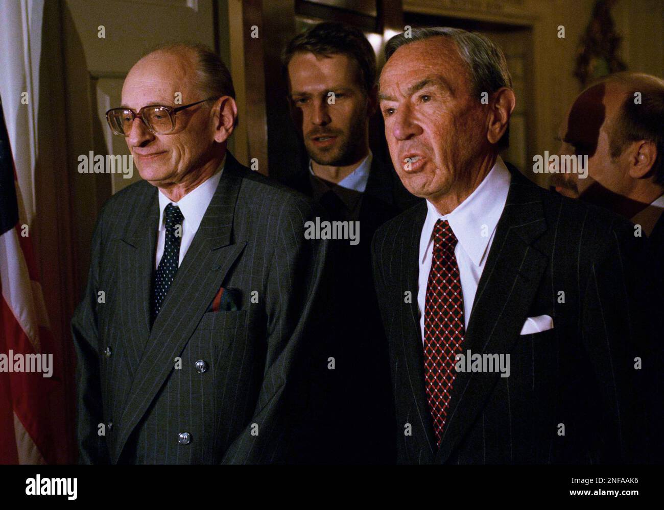 Secretary of State Warren Christopher, accompanied by Polish Foreign ...