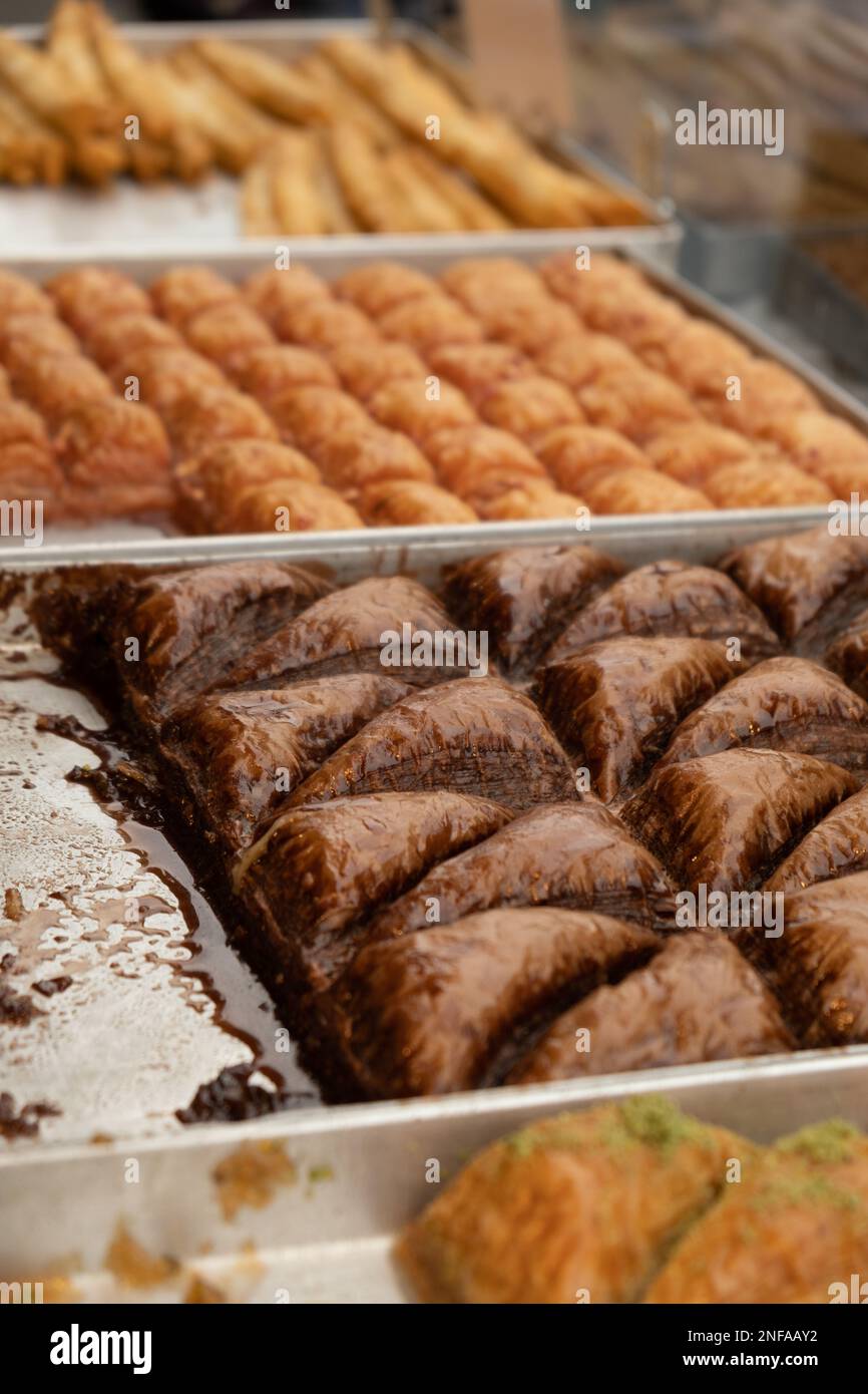 Types turkish baklava in trays hi-res stock photography and images - Alamy