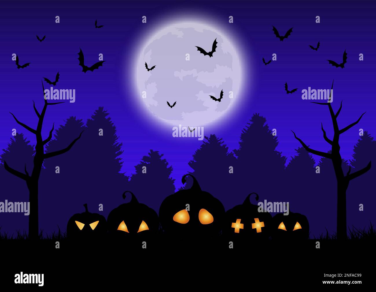 Halloween background pumpkins bats in Stock Vector Images - Alamy