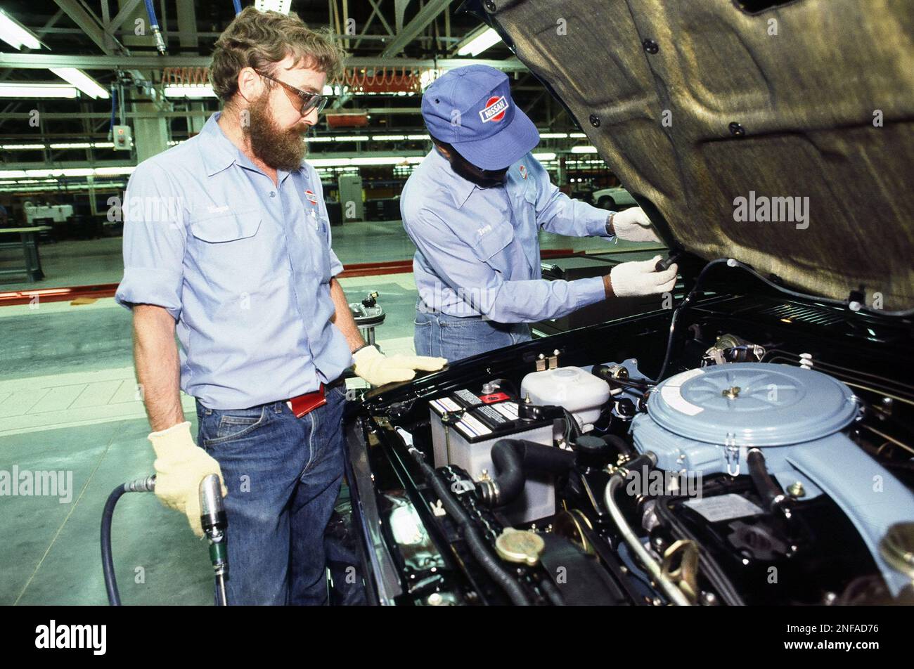 Workers at the new Nissan Plant in Smyrna, Tennessee, May 11, 1983 ...