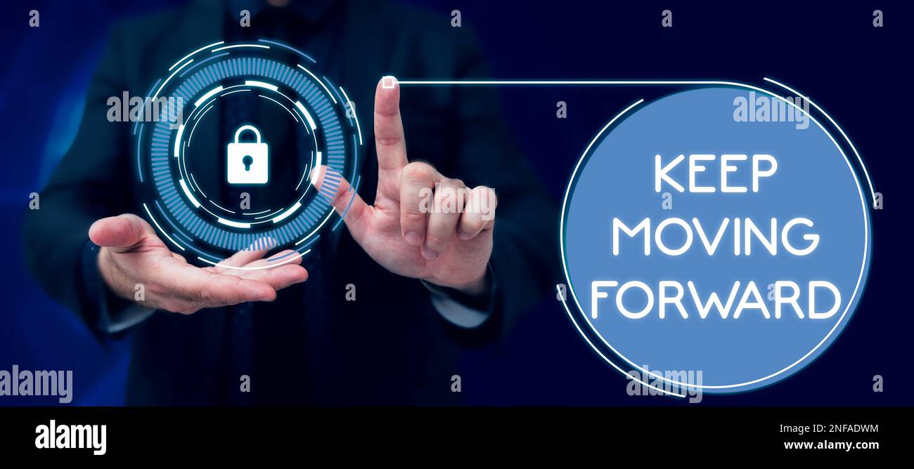 Conceptual display Keep Moving Forward, Business overview invitation ...