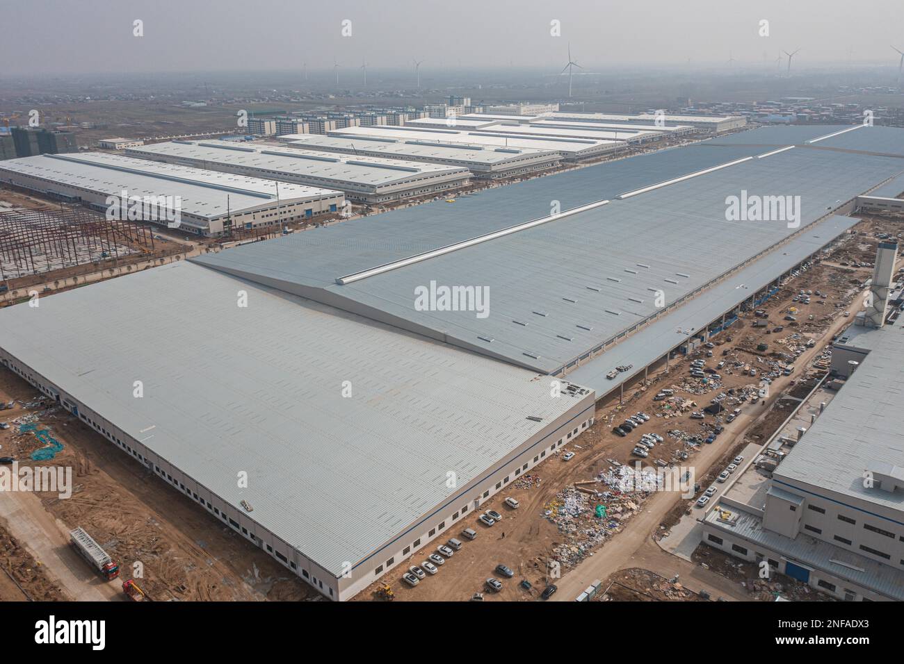 Aerial photo shows the production area of BYD Company is under ...