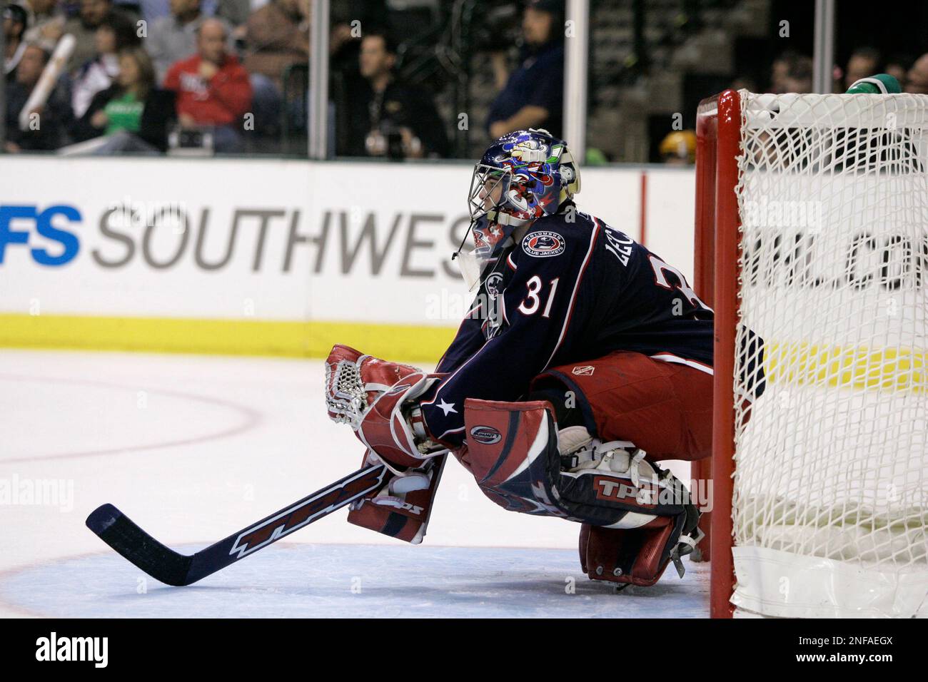 Columbus Blue Jackets goalie Pascal Leclaire (31) during an NHL hockey ...