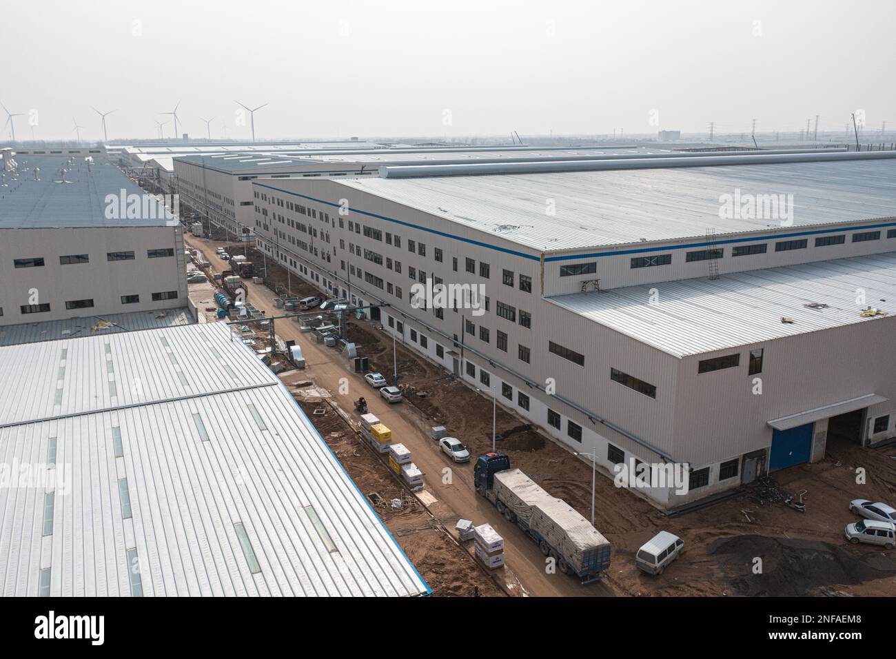 Aerial photo shows the production area of BYD Company is under ...
