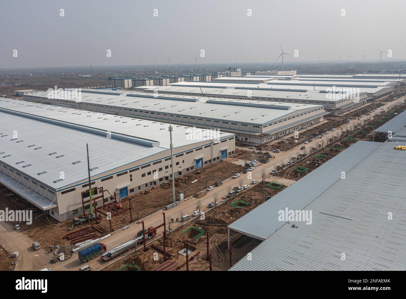 Aerial photo shows the production area of BYD Company is under ...