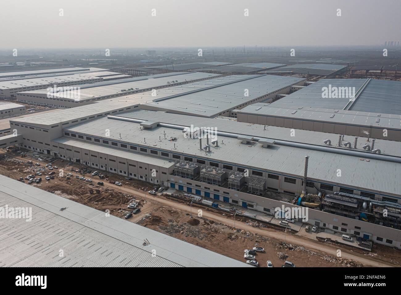 Aerial photo shows the production area of BYD Company is under ...