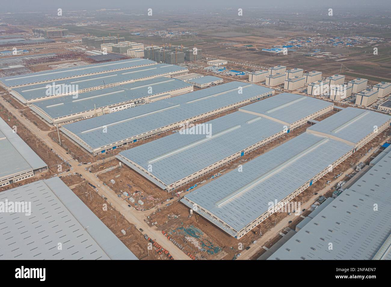 Aerial photo shows the production area of BYD Company is under ...
