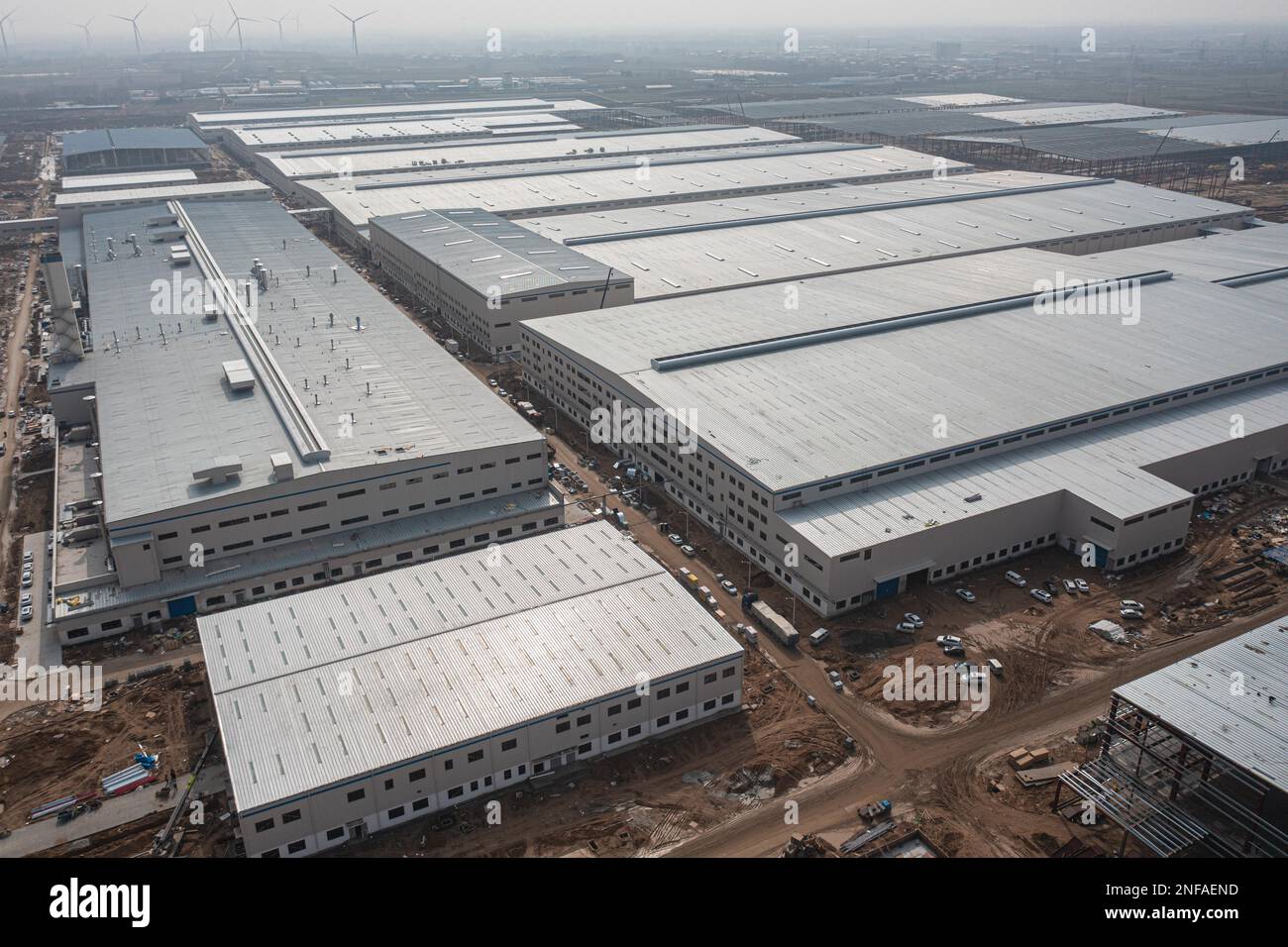 Aerial photo shows the production area of BYD Company is under ...
