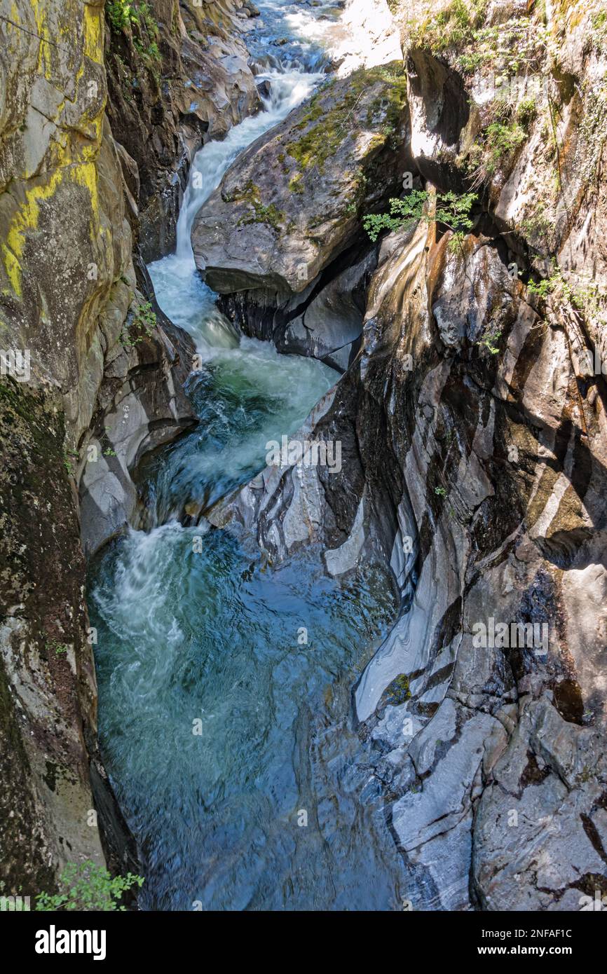 View from above into the river Passer in the Passer Gorge in the South ...