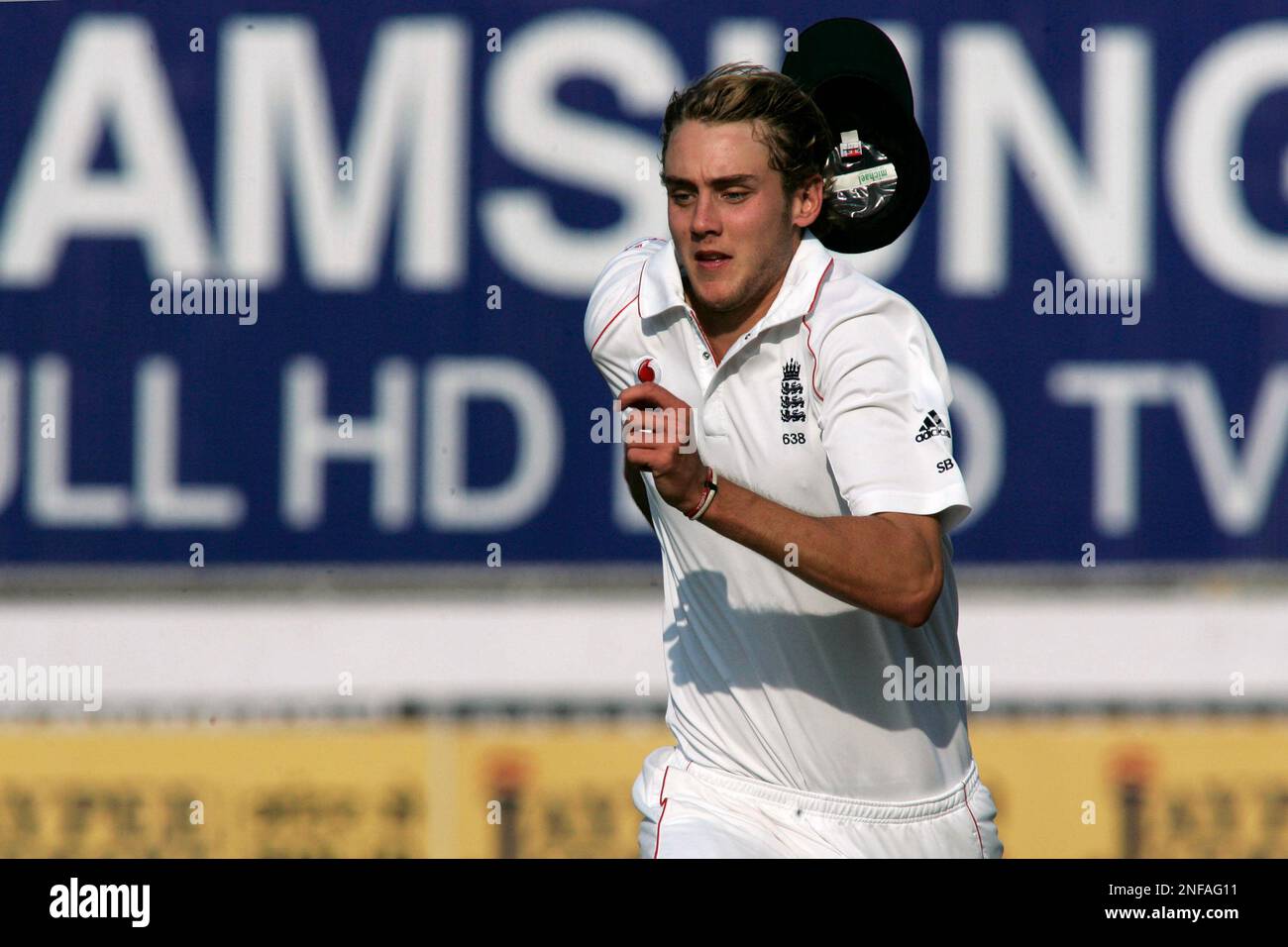 England's cricketer Stuart Broad runs to stop a ball reaching boundary ...