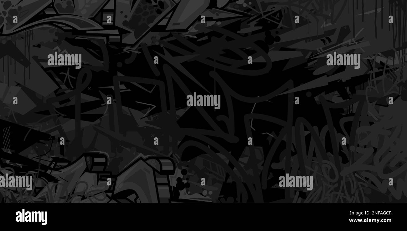 Dark Black Abstract Flat Urban Street Art Graffiti Style Vector ...