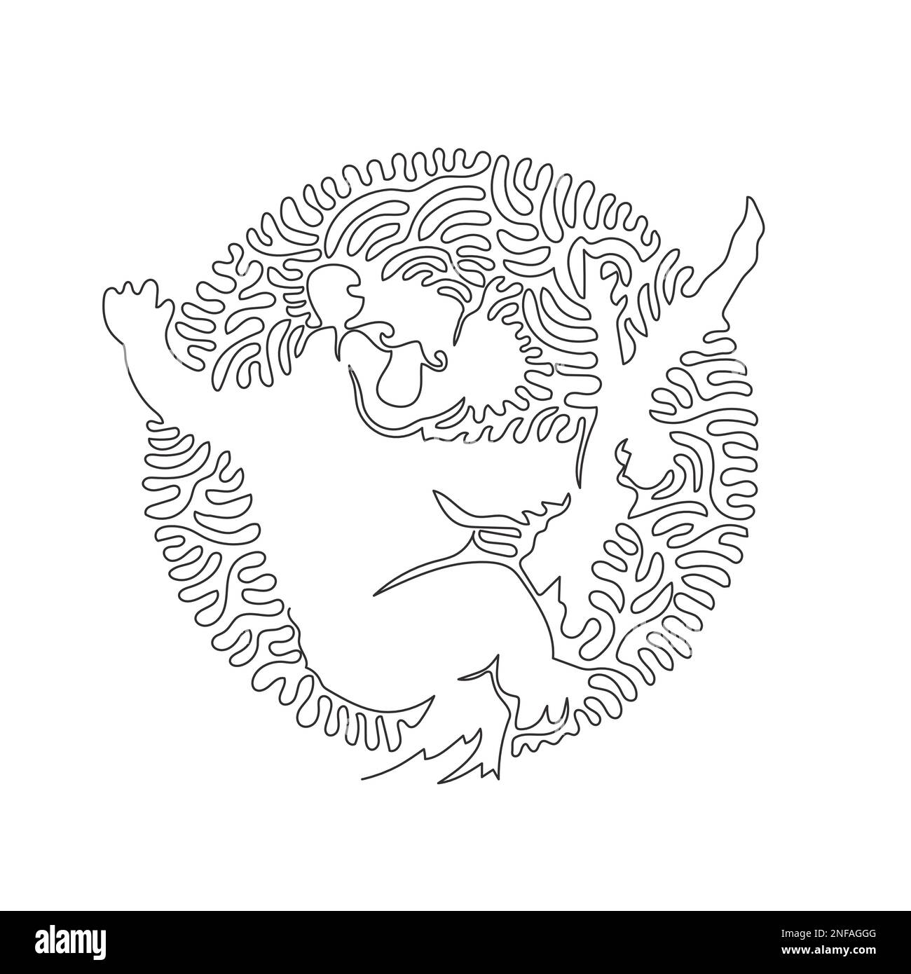 Continuous curve one line drawing of cute koala abstract art. Single ...