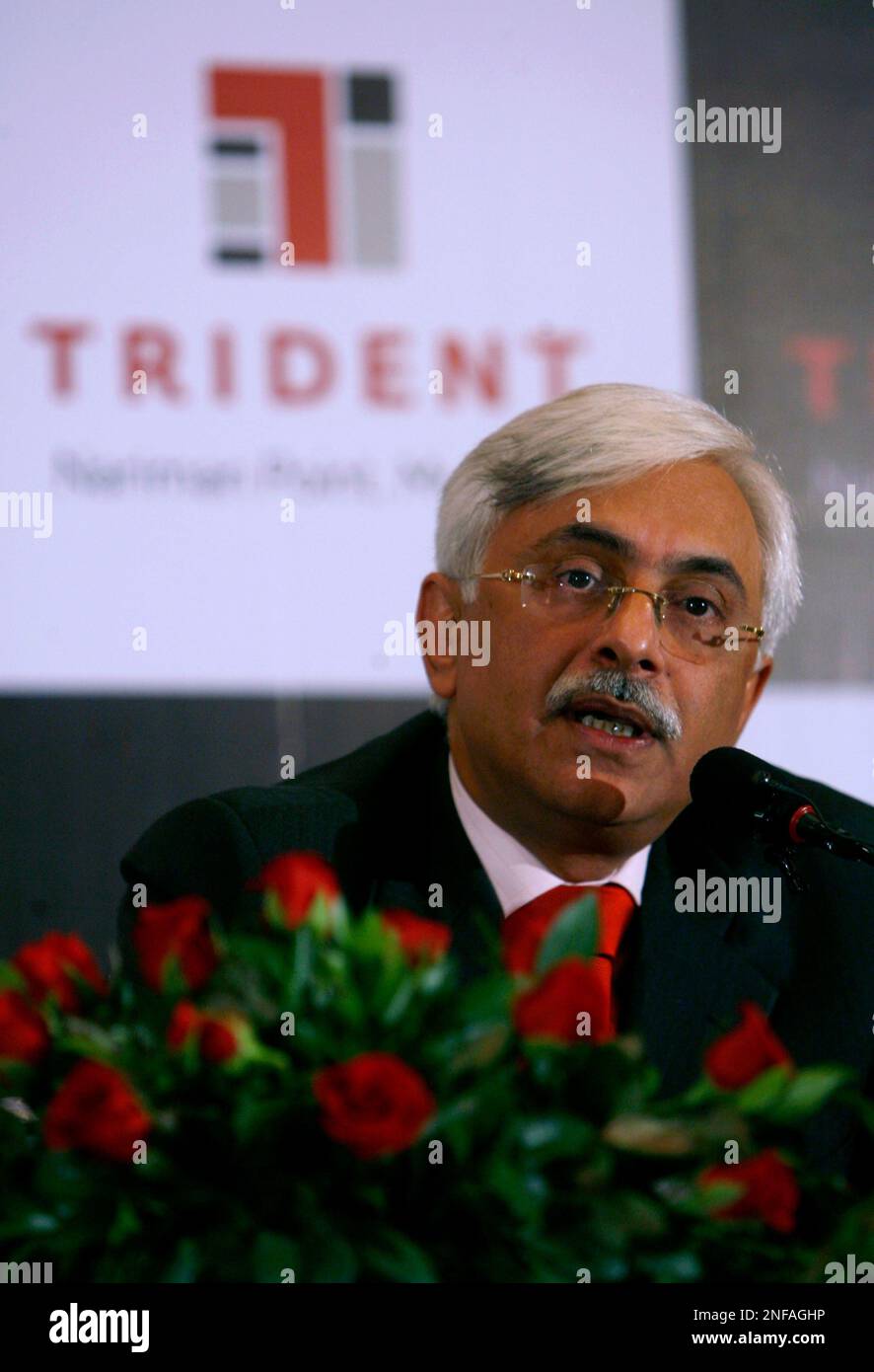Trident Hotel President Rattan Keswani speaks at a press conference at ...