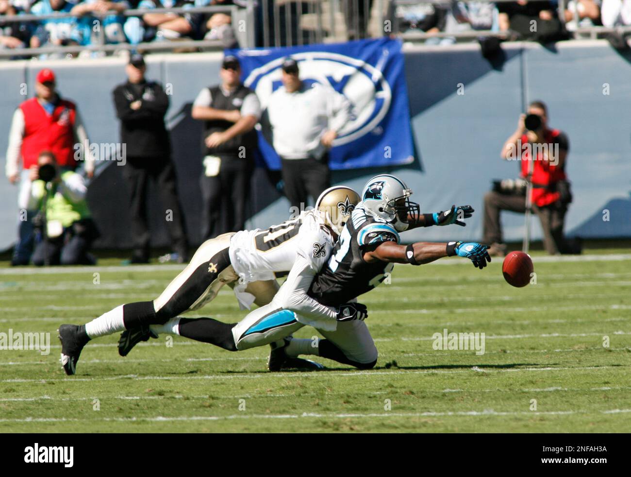 New Orleans Saints' Randall Gay tackles Carolina Panthers' Muhsin ...