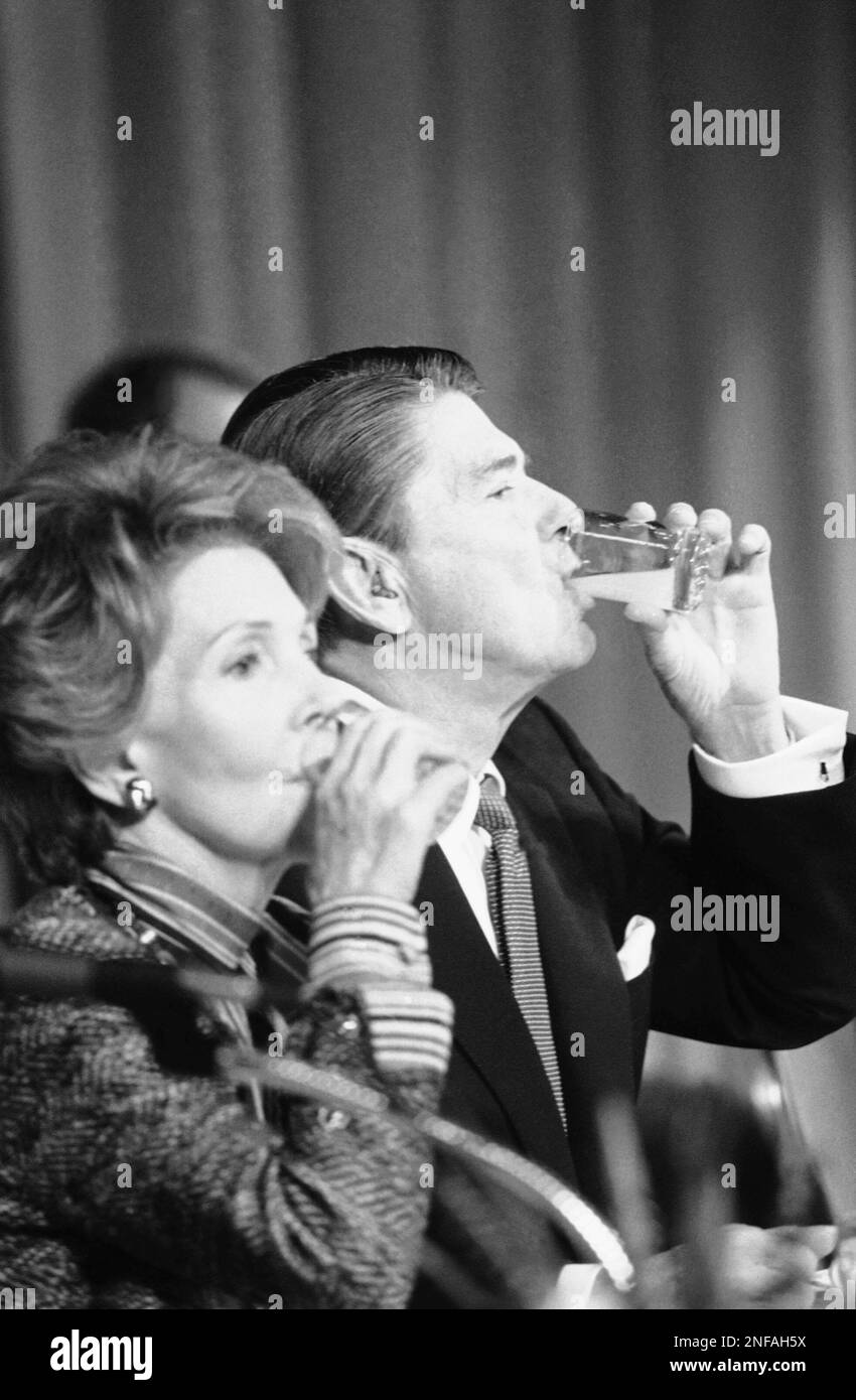 President Ronald Reagan and first lady Nancy Reagan have their morning ...