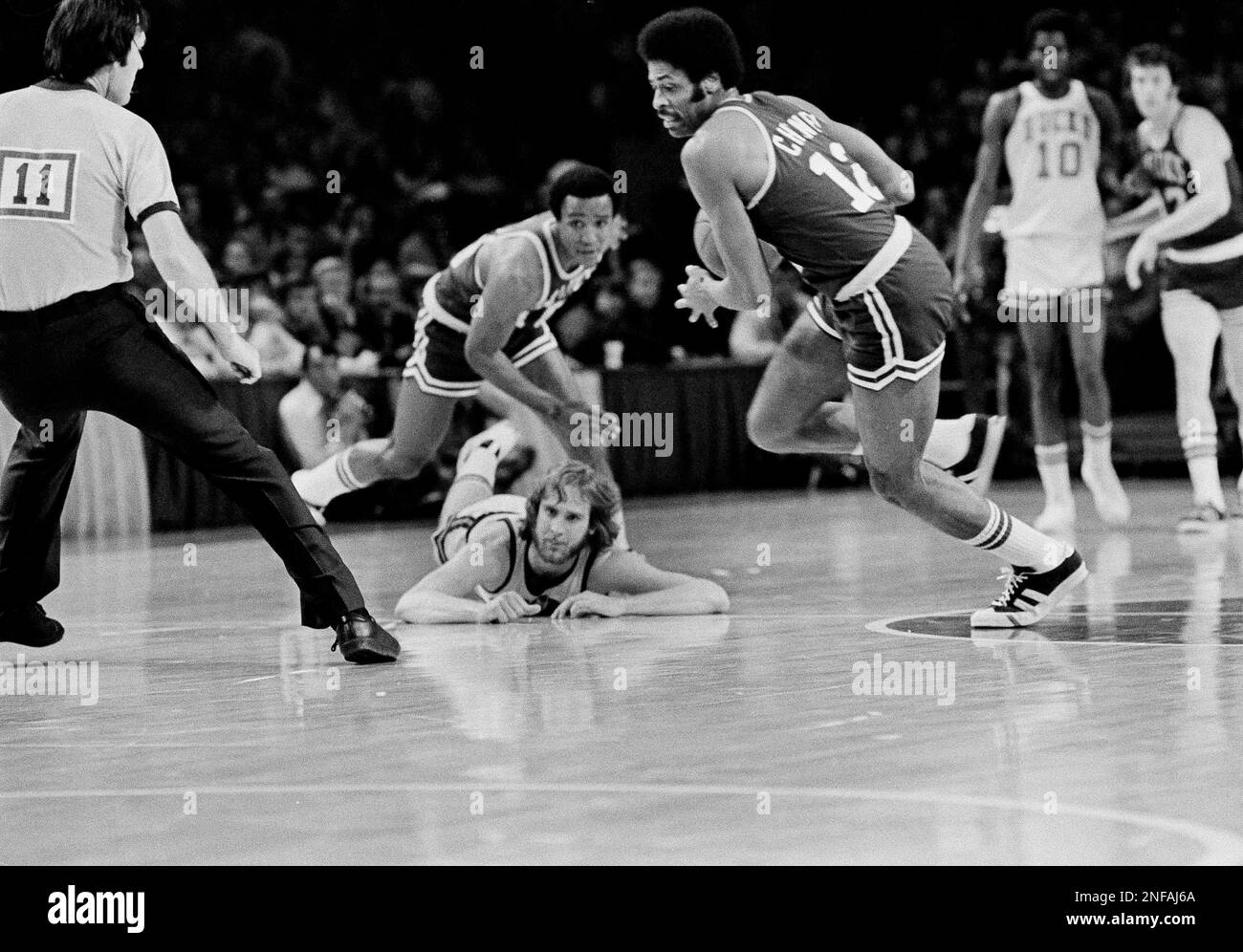 Bucks Mickey Davis, on floor, gets a worms view of NBA playoff action ...