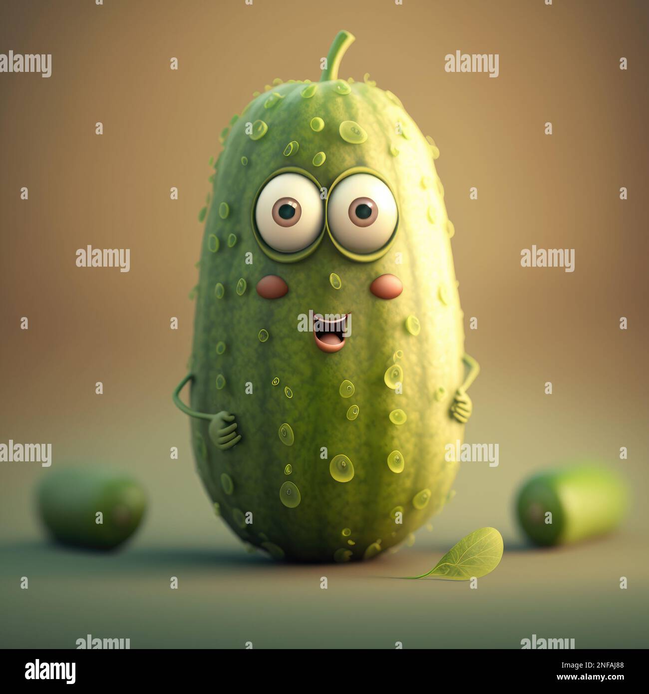 Cute little cucumber vegetable character illustration. Generative AI ...