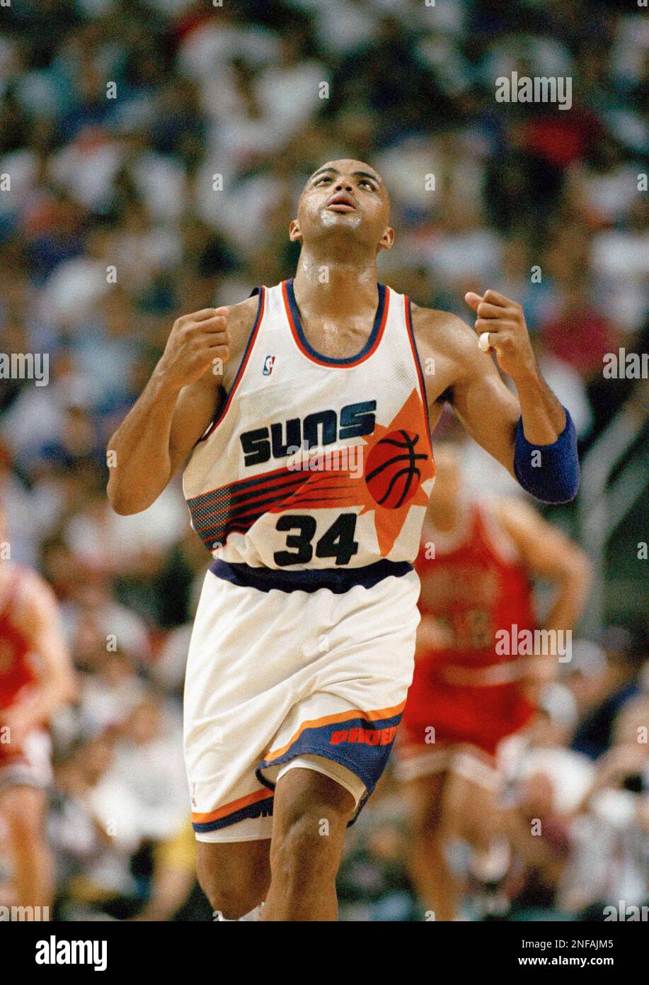 Phoenix Suns forward Charles Barkley reacts during the fourth quarter ...