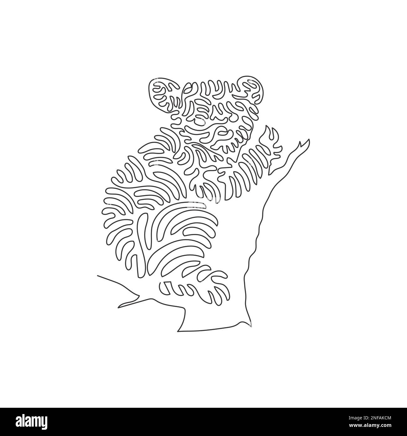 Continuous curve line drawing of funny koala abstract art. Single line ...